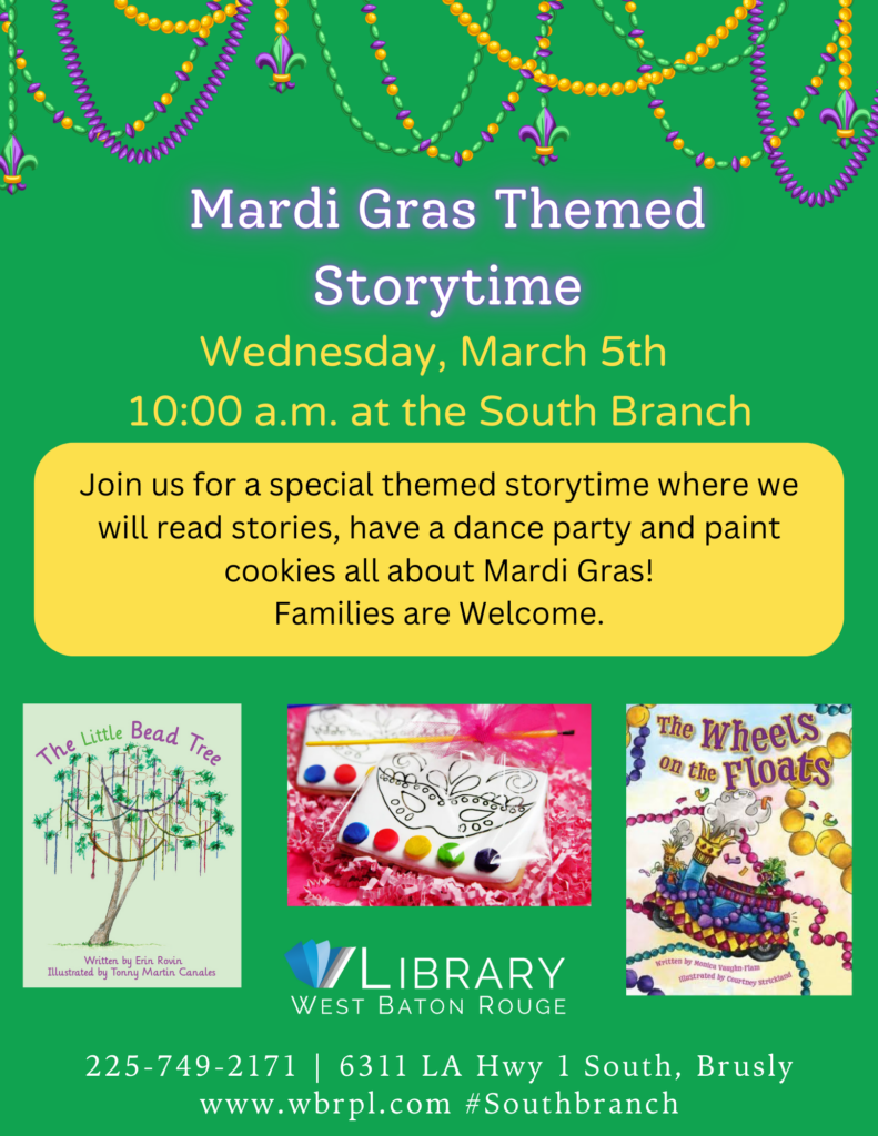 Mardi Gras Themed Storytime – South Branch – West Baton Rouge